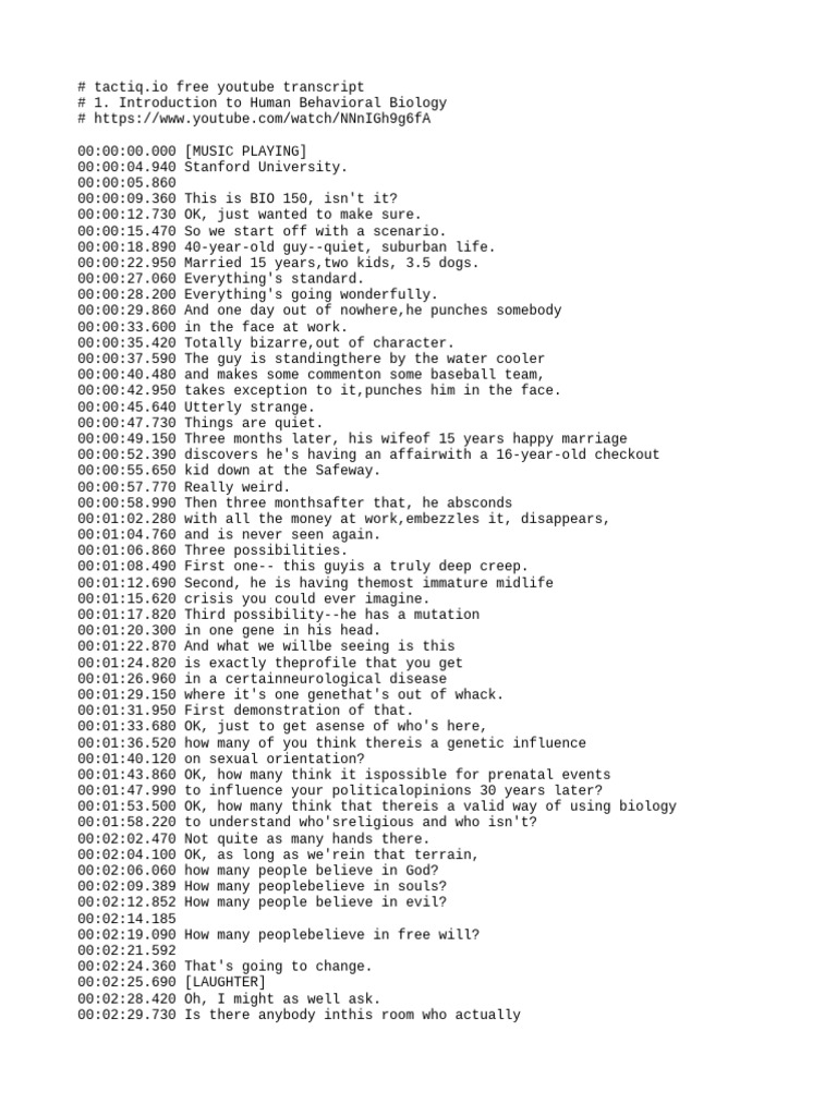 Tactiq Free Transcript NNnIGh9g6fA | PDF | Biology