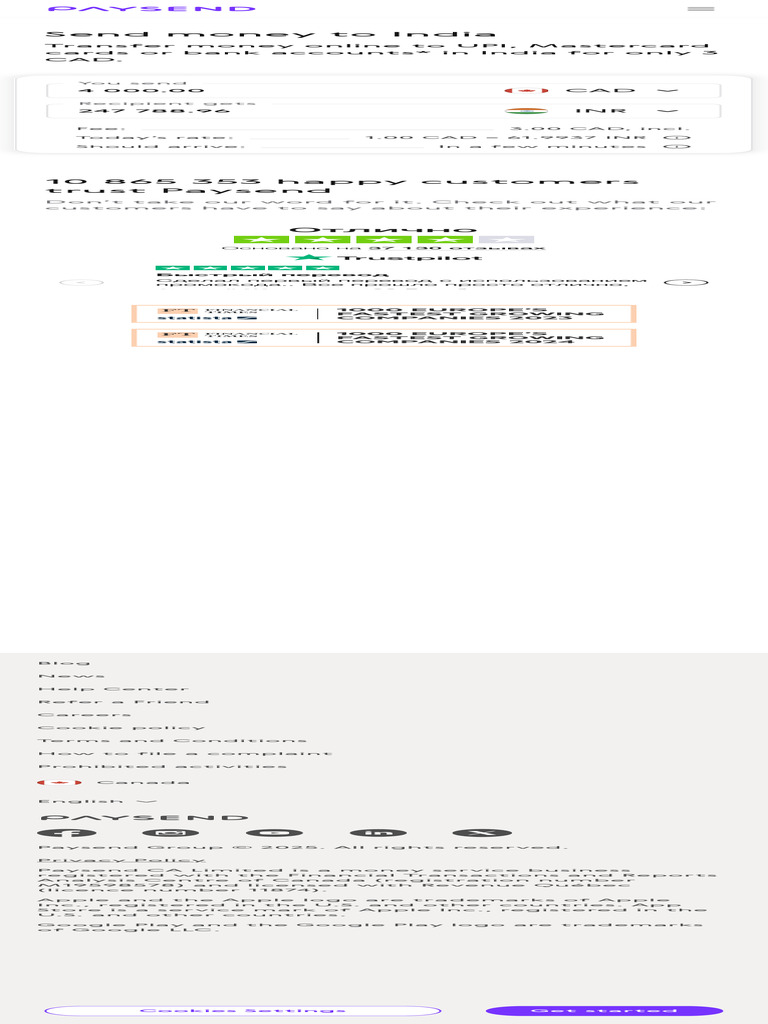 Send Money Online From Canada To India For Only 3 CAD Paysend Money ...