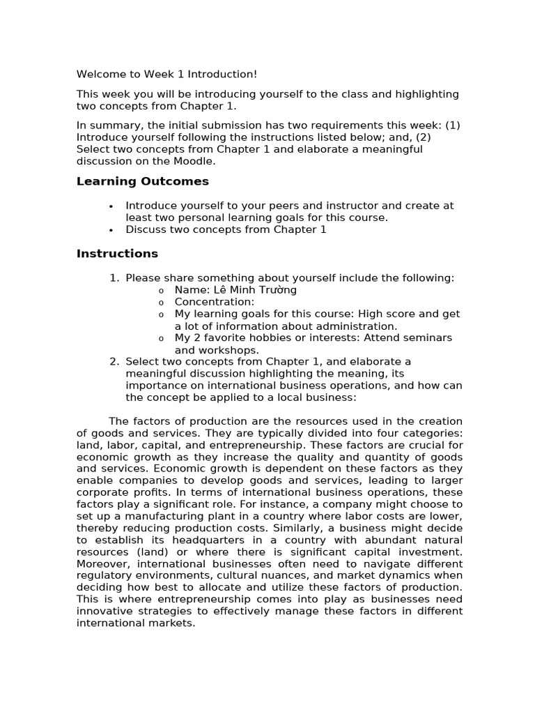 Assignment 1 - Welcome To Week 1 Introduction | PDF | Entrepreneurship ...