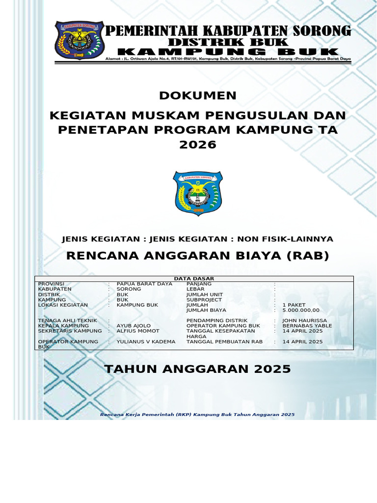 RKP Buk 2025 - Dokumen Muskam 2026 | PDF