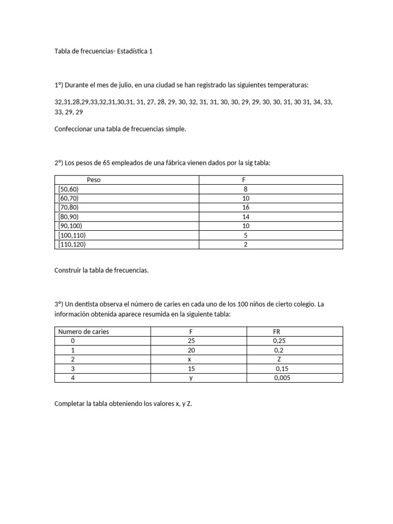 Tablas de Frecuencias | PDF