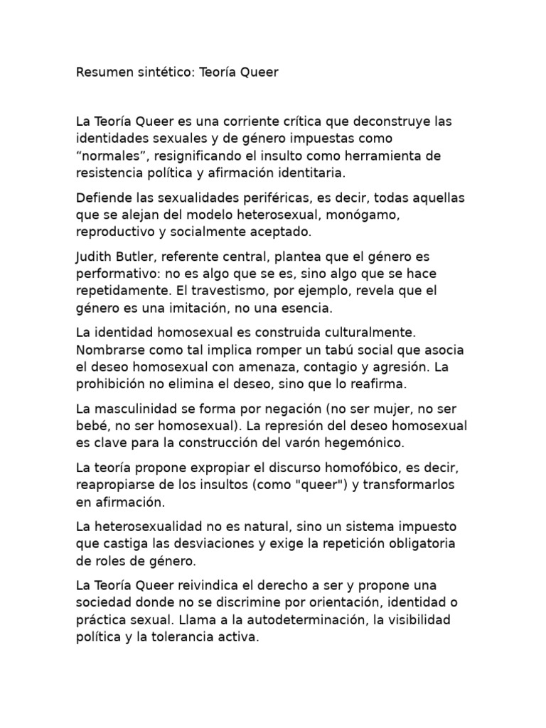 Resumen Teoria Queer | PDF