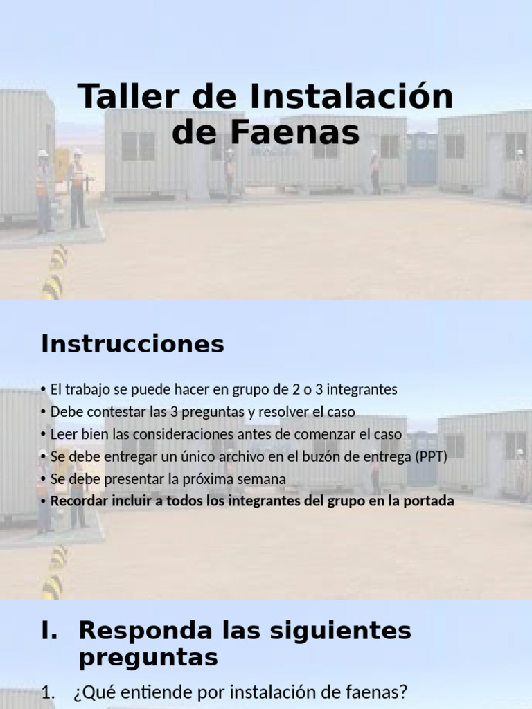 Clase 2 Taller de Instalación de Faenas | PDF
