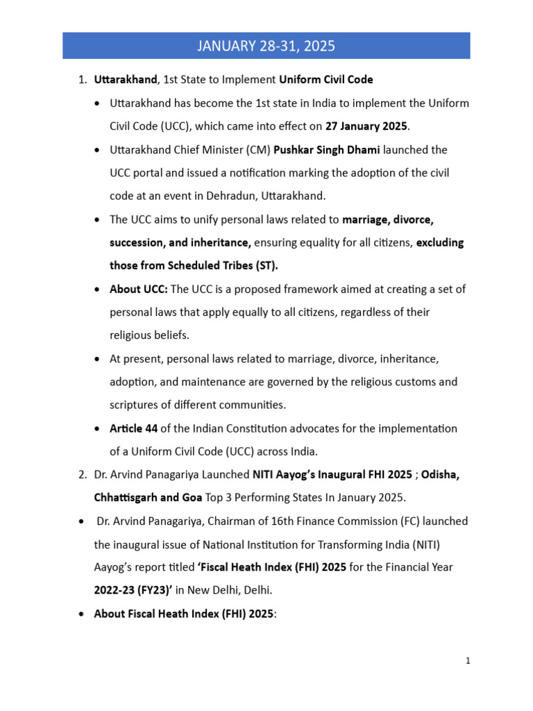 Jan - 28 To Jan-31 - Current Affair | PDF