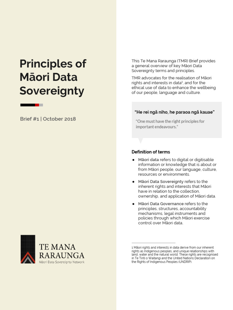 TMR Māori Data Sovereignty Principles Oct 2018 | PDF | Māori People | Data