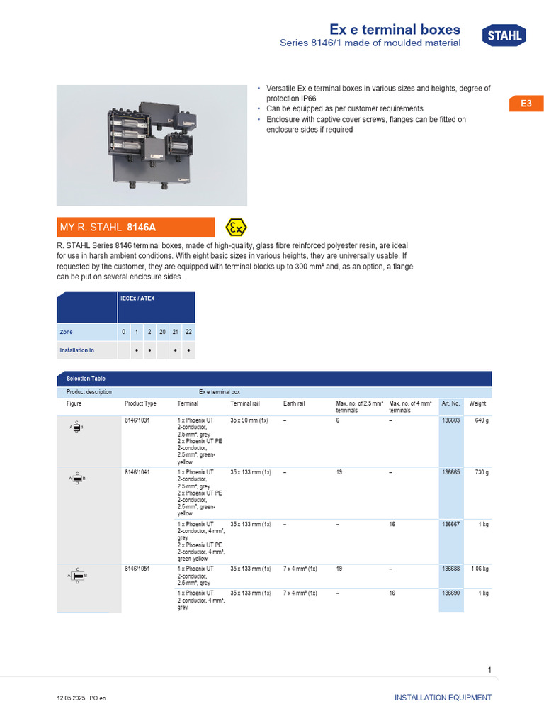 Ex Product Overview Ex e Terminal Boxes 8146 1 en GB Rstahl | PDF ...