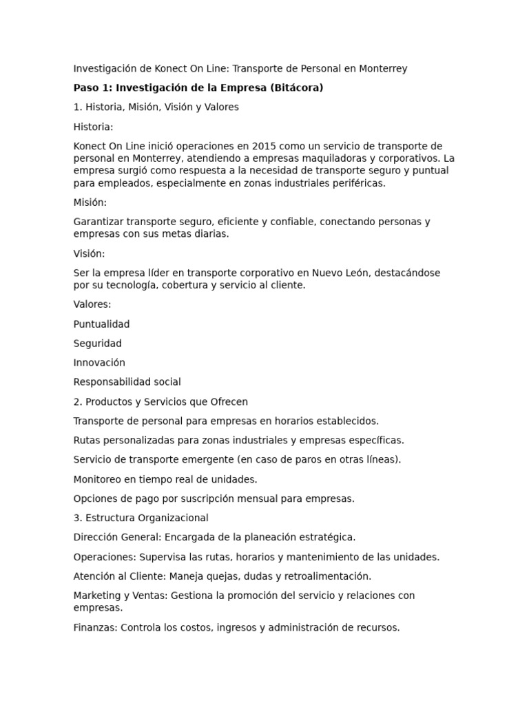Transporte de Personal en Monterrey: Konect | PDF | Marketing ...