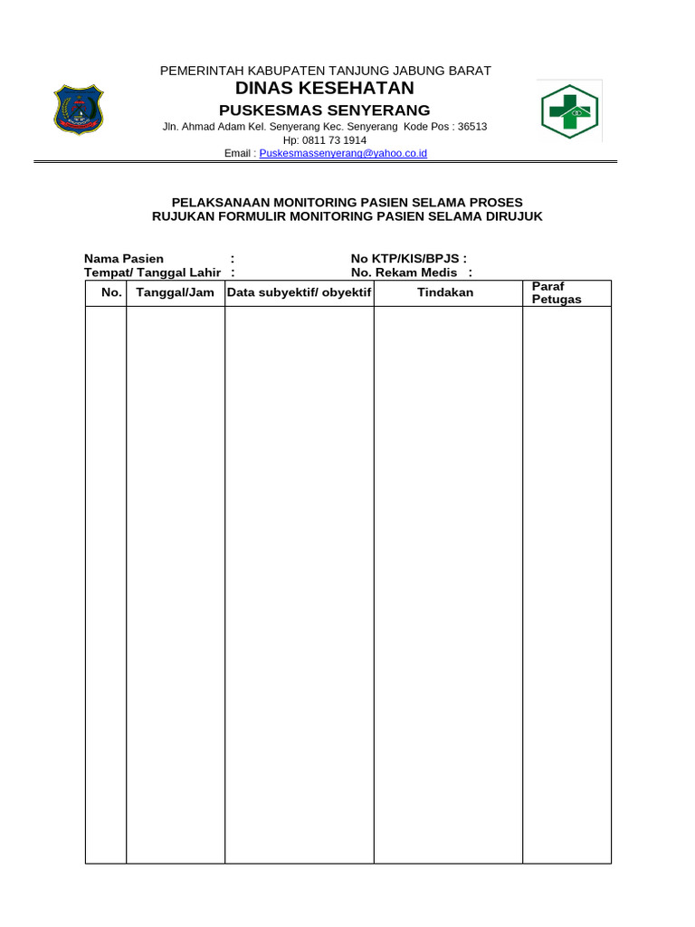 Lembar Monitoring Dan Ceklis Persiapan Rujukan | PDF