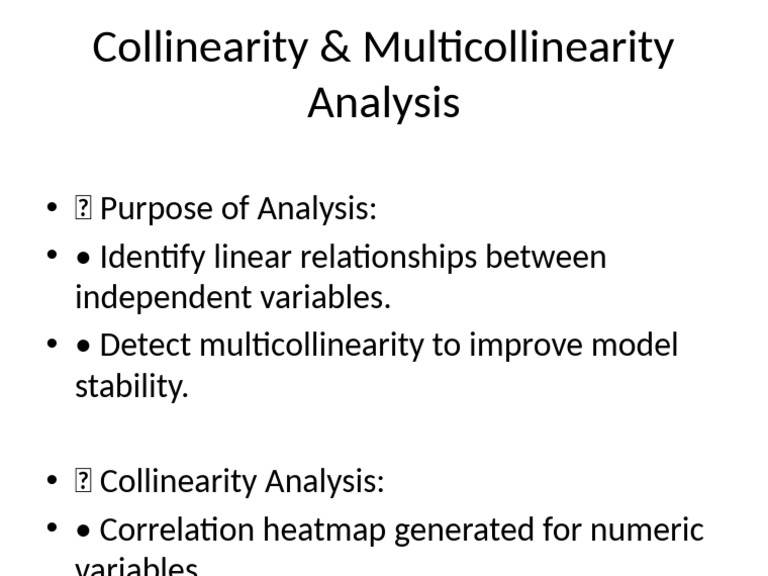 Collinearity Multicollinearity Analysis | PDF