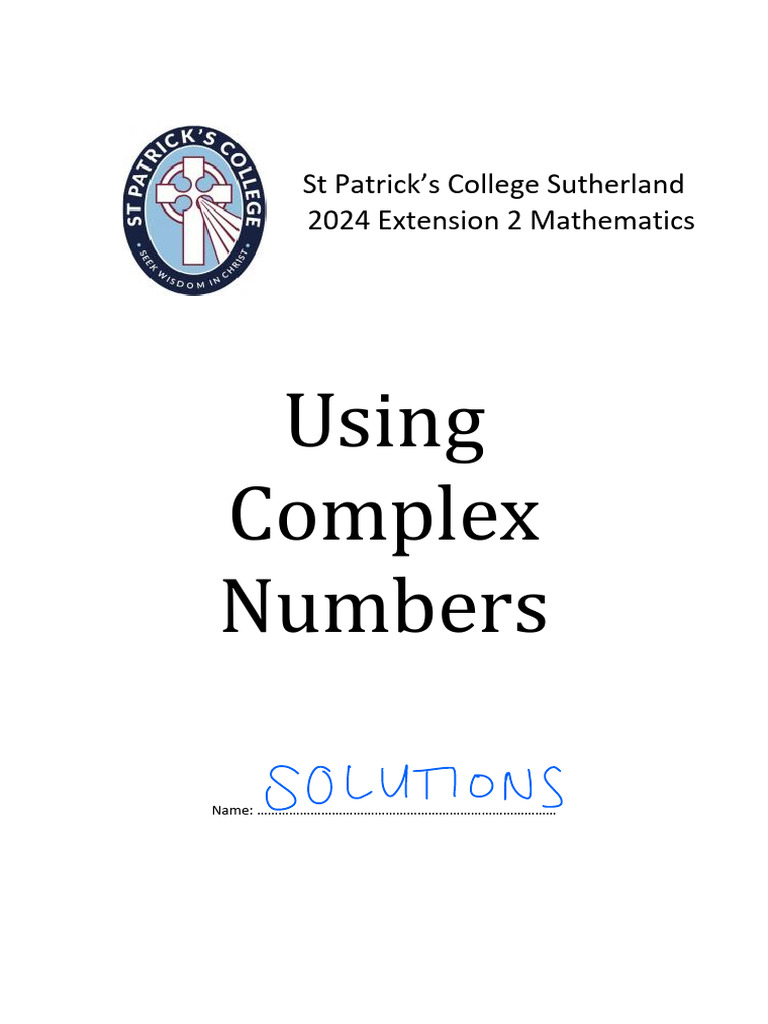 2024 GR Using Complex Numbers SOLUTIONS | PDF | Complex Number | Circle