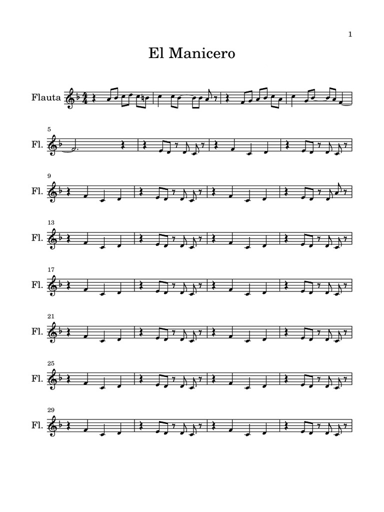 Partitura de "El Manicero" Fl. 5-49 | PDF