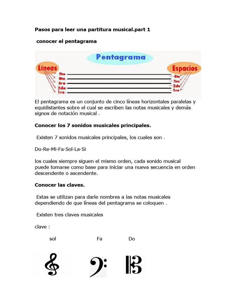 Pasos para Leer Una Partitura Musical | PDF