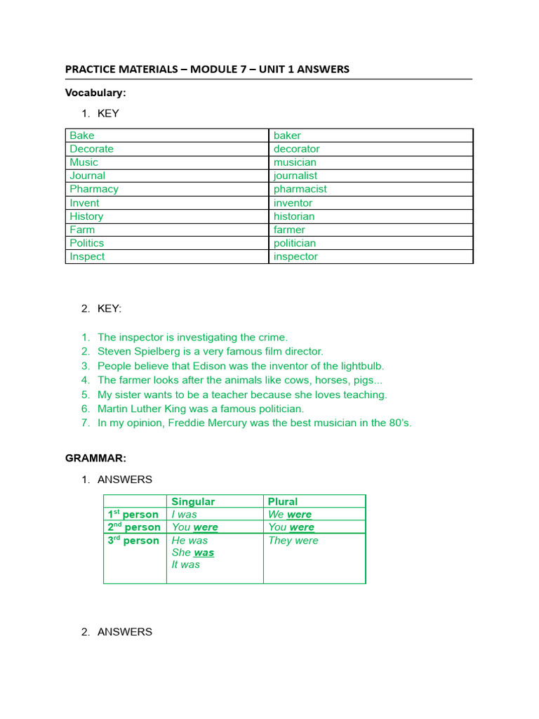 Mod. 7 - Class 1 - Practical Exercises ANSWERS | PDF
