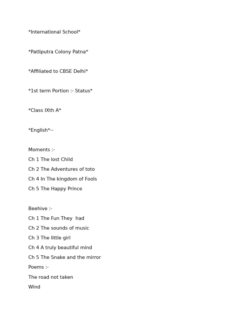 Class 9 Syllabus | PDF