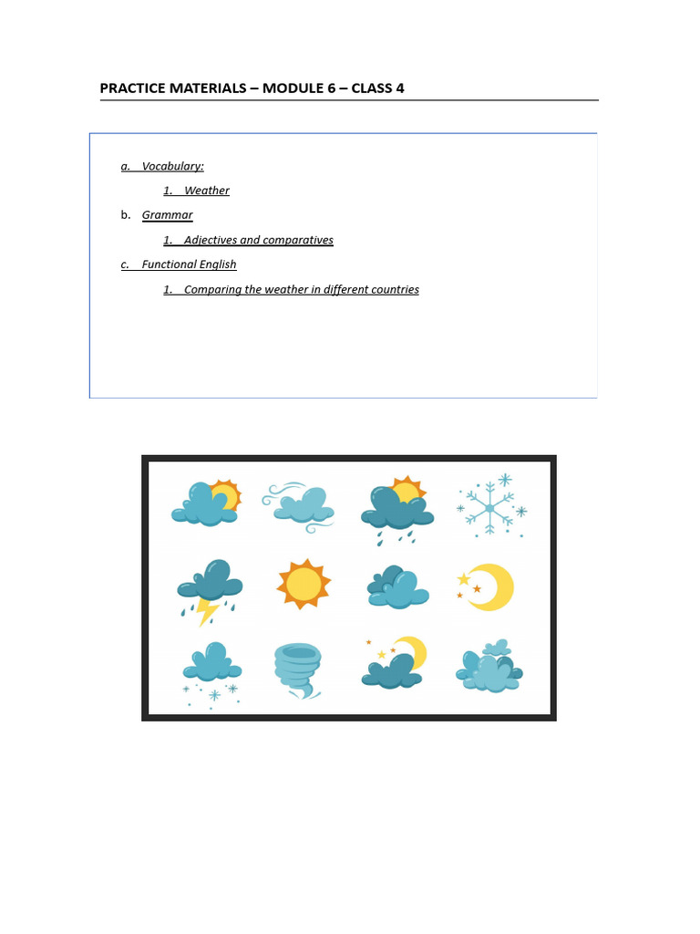 Practice Materials - Module 6 - Class 4 | PDF | Rain | Weather