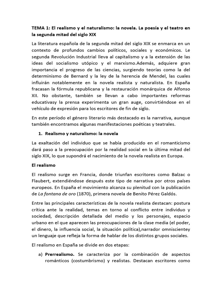 Realismo y Naturalismo | PDF | Realismo literario