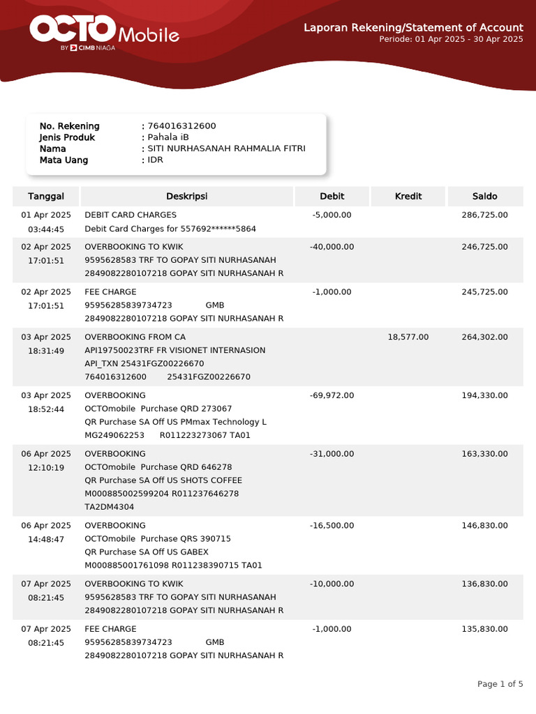 CASA Statement Apr2025 15052025085325 PDF | PDF | Financial Technology | Finance & Money Management