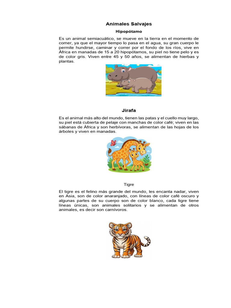 Desarrollo Del Tema Clase 3 J Animales Salvajes | PDF