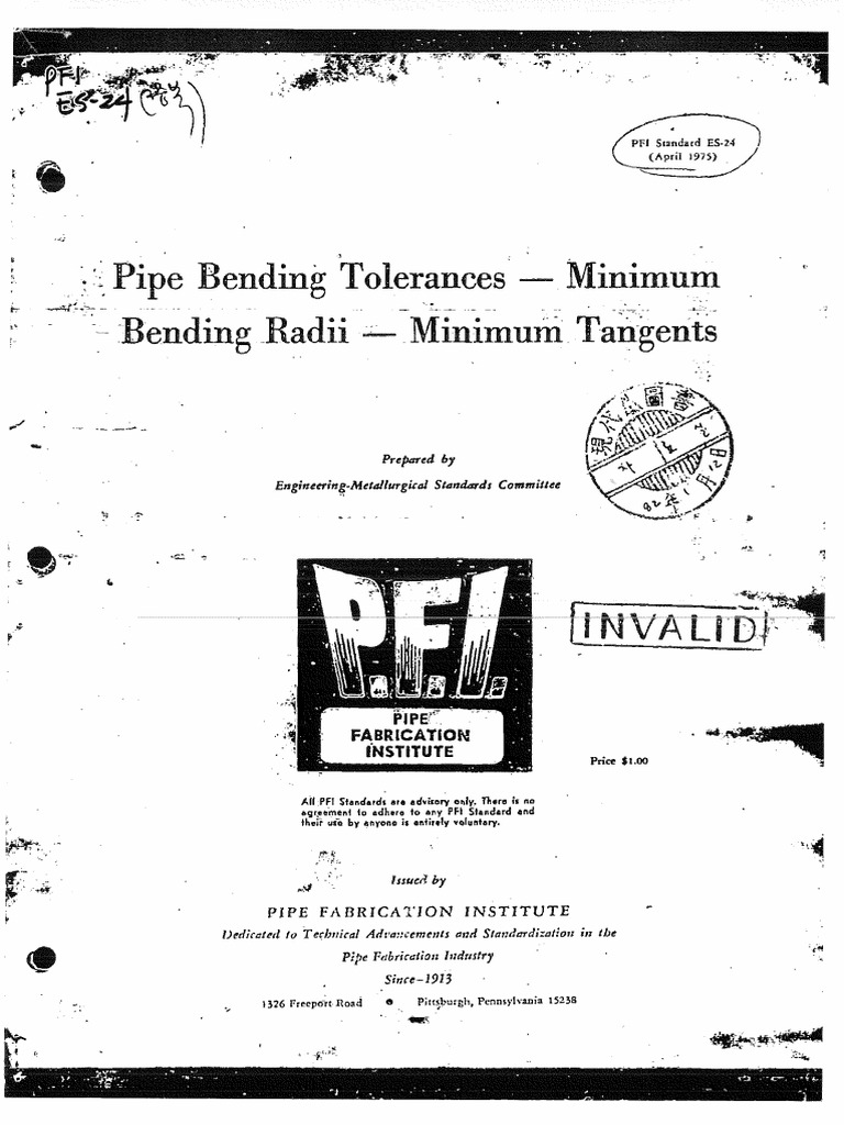 Pfi Es-24 (1975) ; Pipe Bending Tolerances.- 구판 | PDF