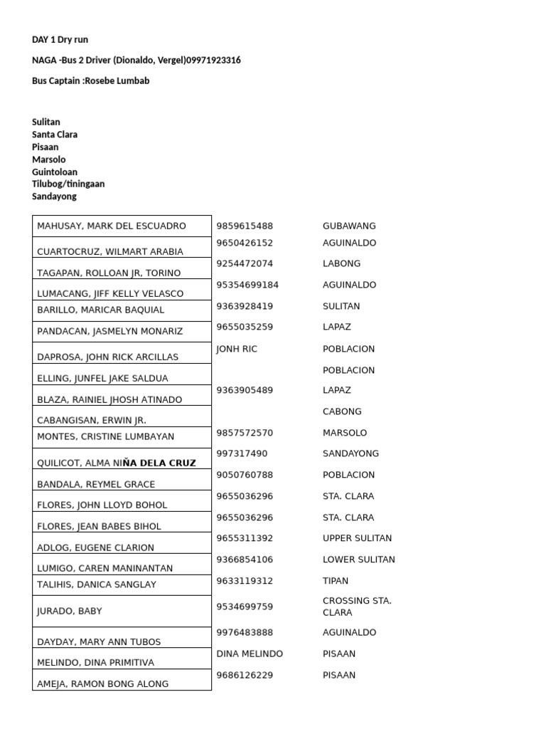 Bus Attendance | PDF