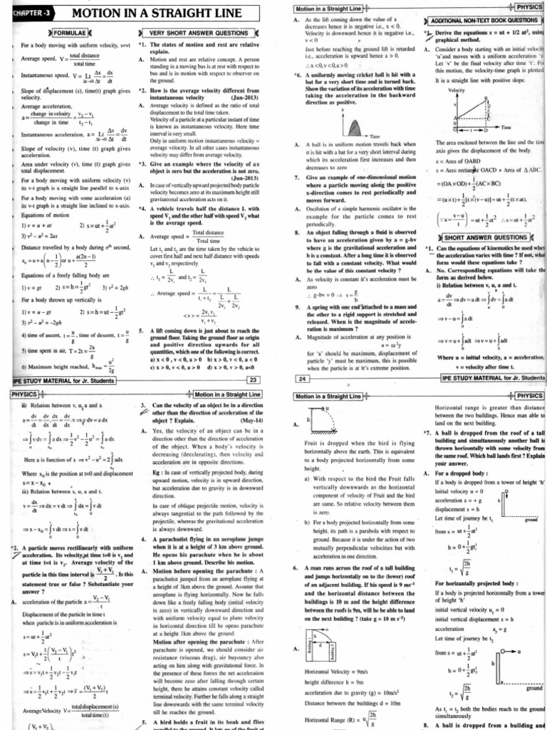 Phy Ipe Motion Im St. Line | PDF