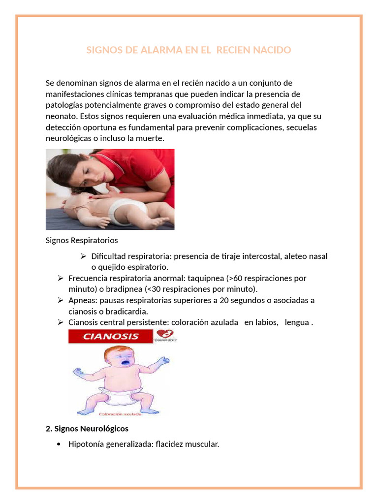 Signos de Alarma en Recién Nacidos | PDF | Infantes | Enfermedades y ...