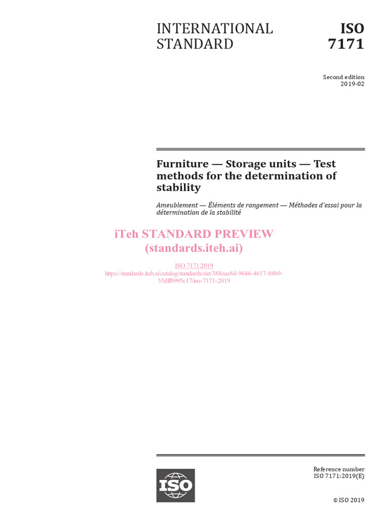 ISO 7171:2019 Furniture Stability Tests | PDF | International ...