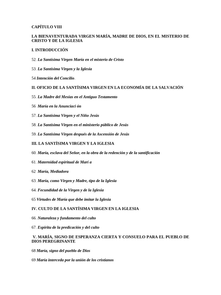 Esquema CAPÍTULO VIII Lumen Gentium | PDF