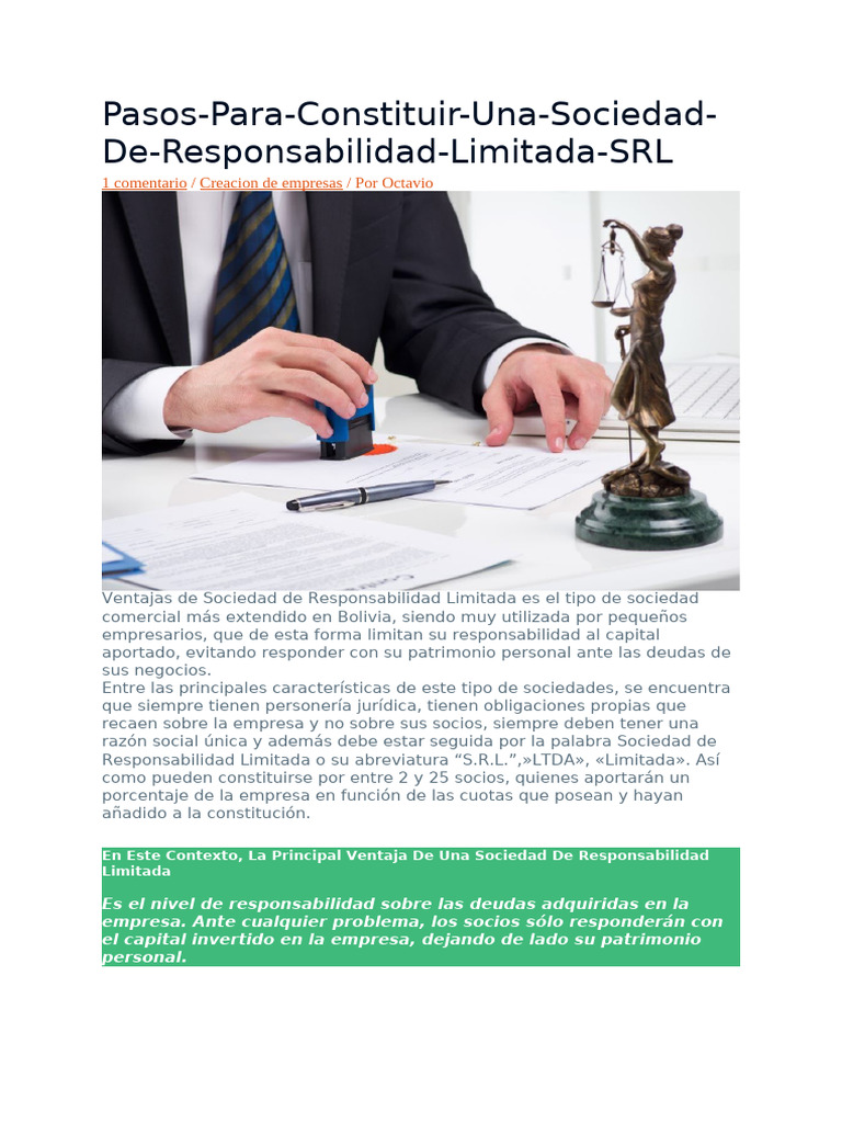 Pasos para Conformar Una SRL | PDF | Business | Negocios económicos