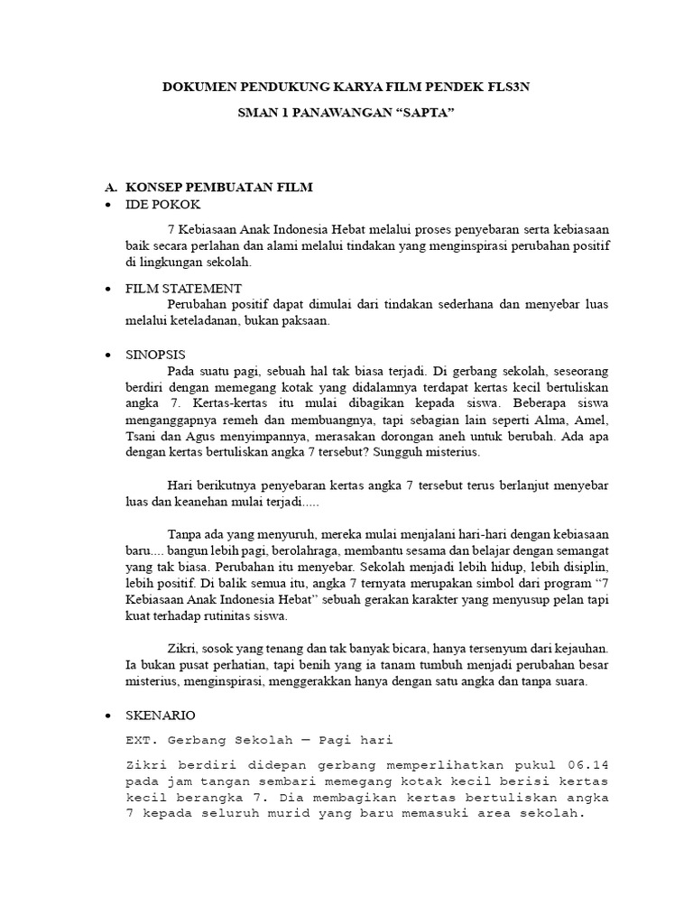 Contoh Deskripsi Film Pendek Untuk FLS3N | PDF