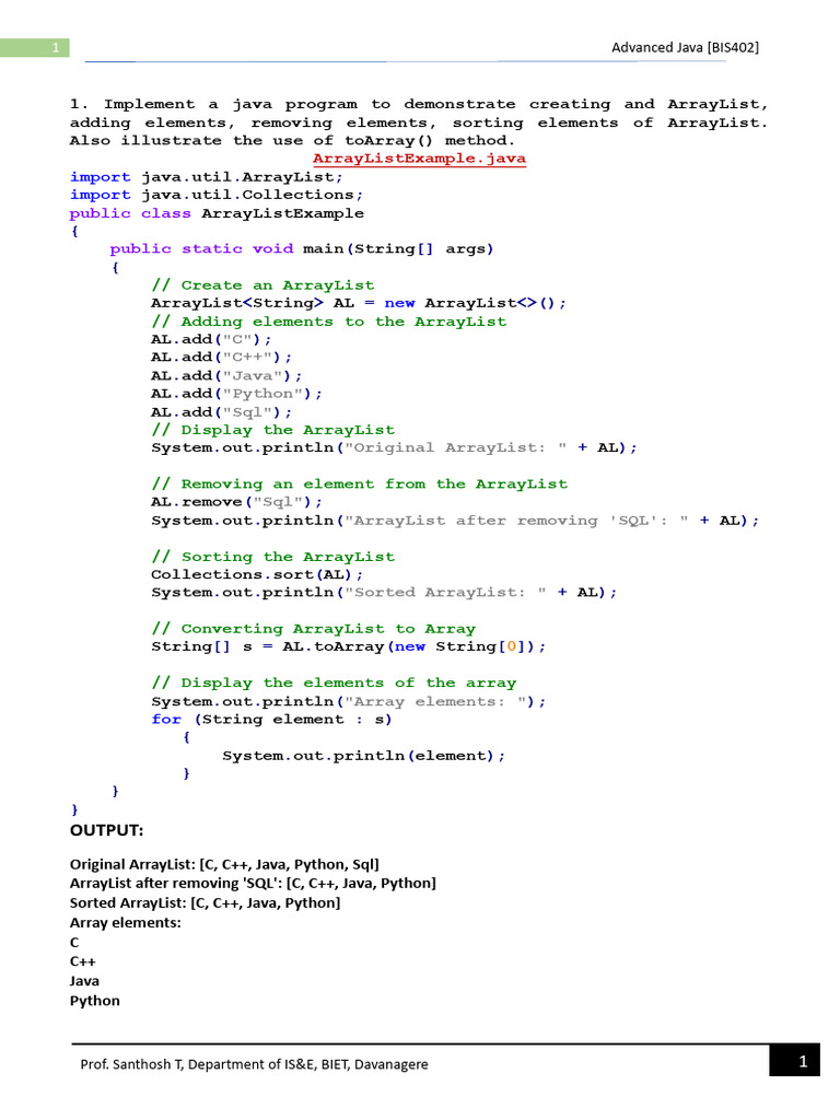 Advanced Java (BIS402) PGM 1 - 7 | PDF | String (Computer Science ...