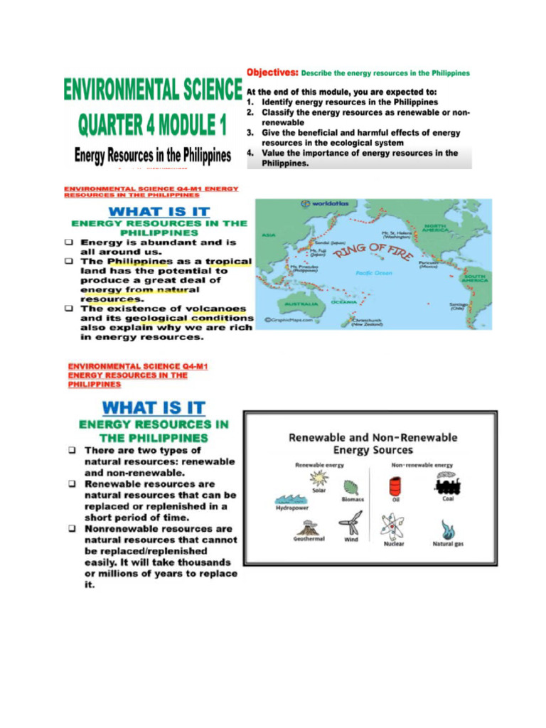 Lecture Envisci Energy Resources in The Phillipines 4q 2 | PDF