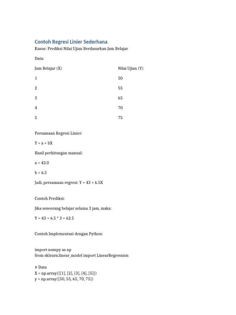 Contoh Regresi Linier | PDF