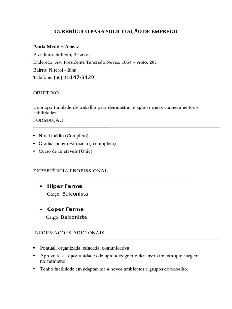 Currículo Da Paula | PDF