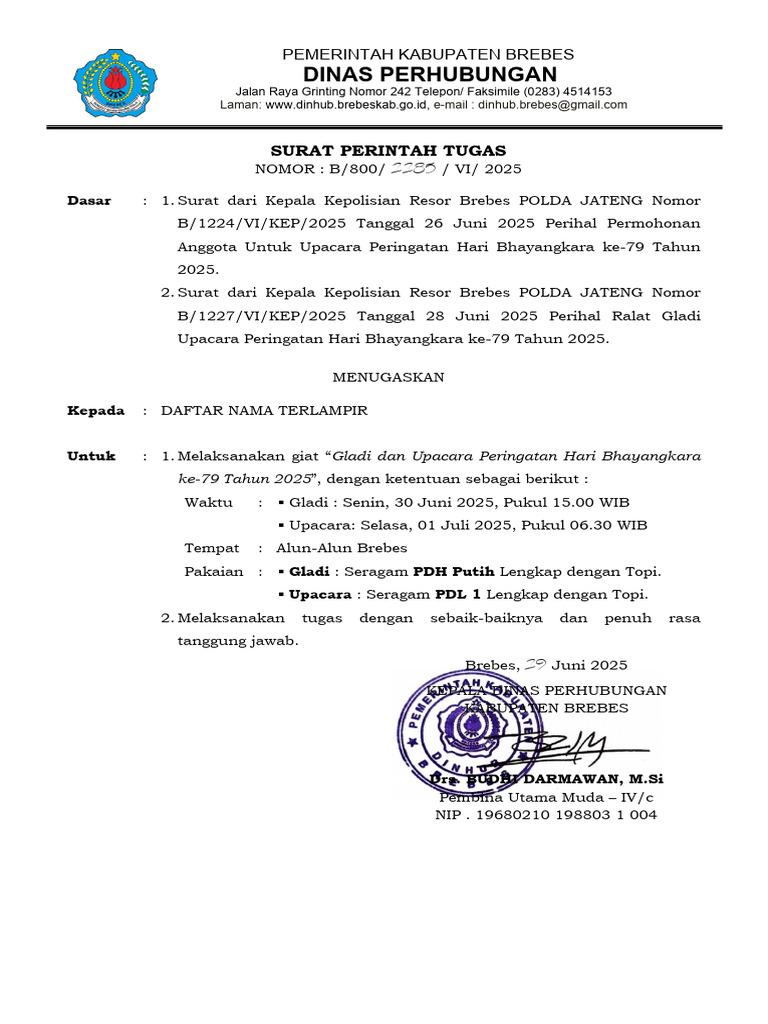 SPT Upacara Hari Bhayangkara 79 Tahun 2025 Ok | PDF