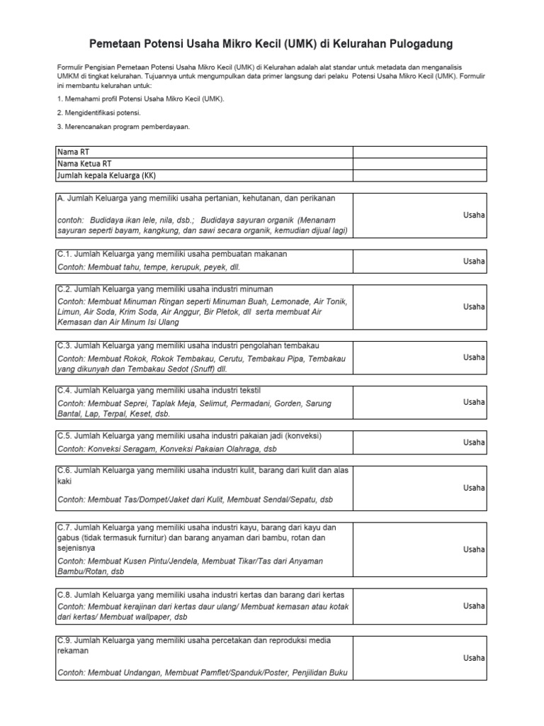 Form Survei UMK | PDF