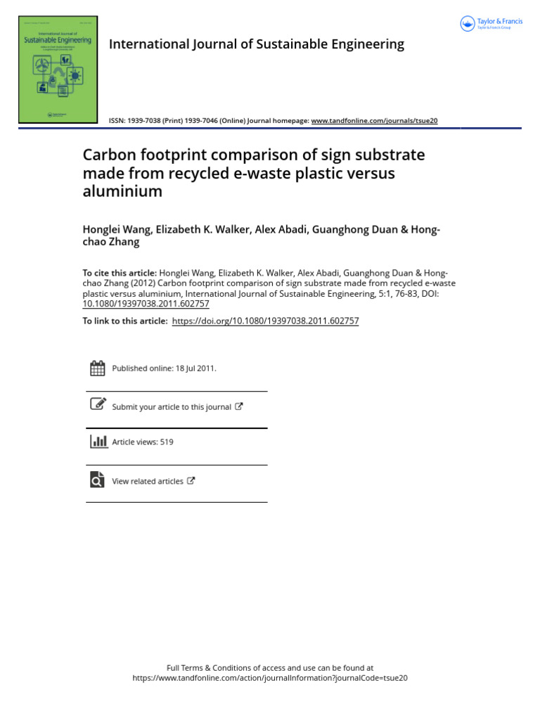 Carbon Footprint Comparison of Sign Substrate Made From Recycled E ...