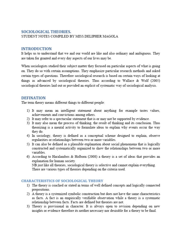 Understanding Sociological Theories | PDF | Sociology | Theory