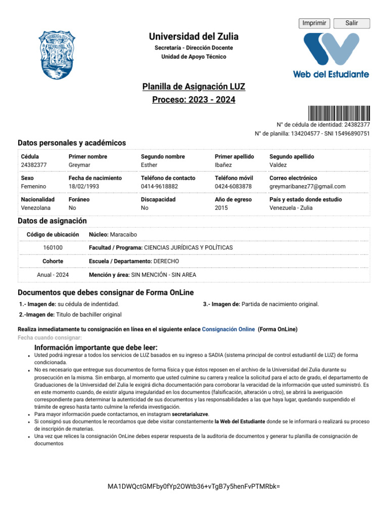 Planilla de Asignación Greymar | PDF