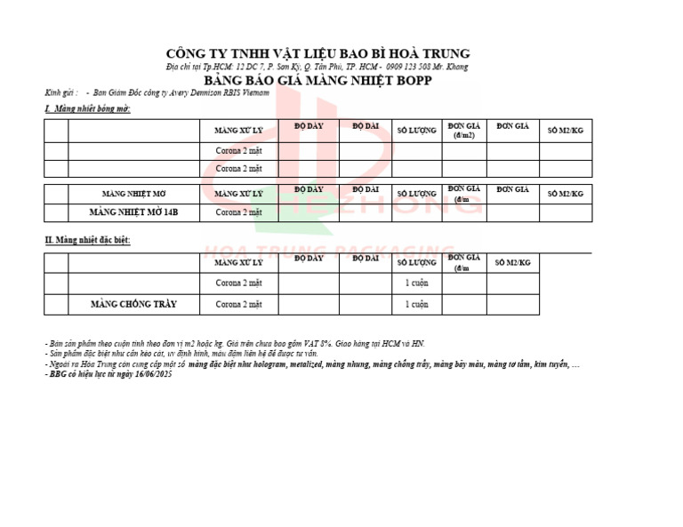 BBG Hòa Trung - Avery | PDF