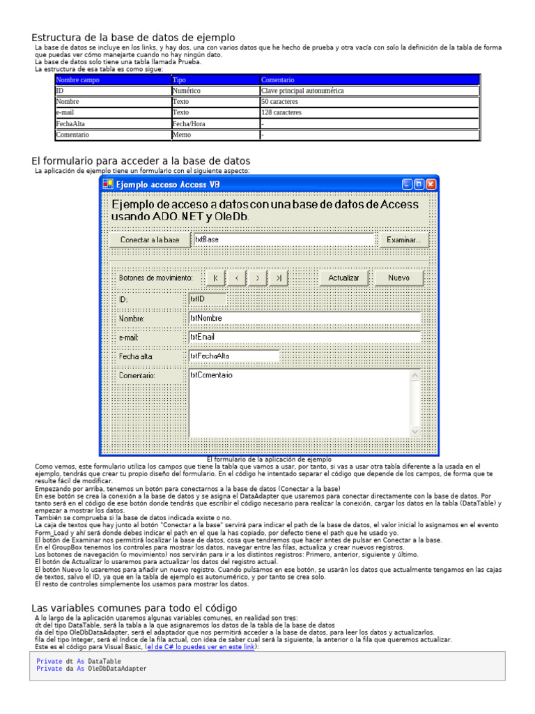 Estructura de La Base de Datos de Ejemplo | PDF | C Sharp (lenguaje de programación) | Bases de ...