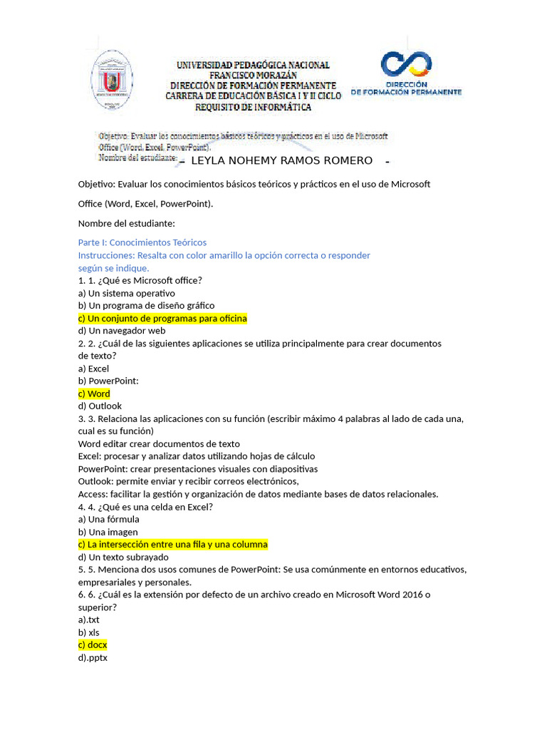 Diagnostico Leyla Nohemy Ramos Romero | PDF | Microsoft Excel | Microsoft Office