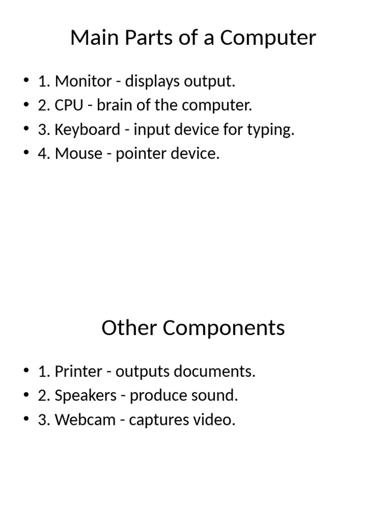 Basic Computer Parts | PDF