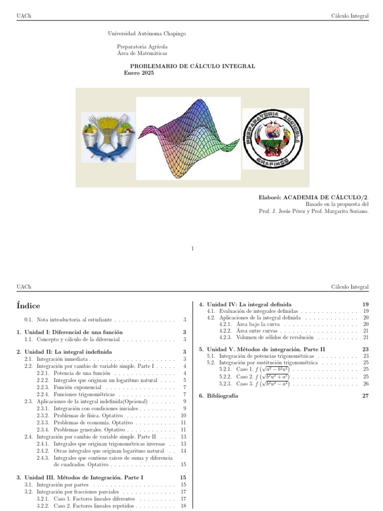 Problemario 2025 - Cálculo Integral | PDF | Integral | Elasticidad (economía)