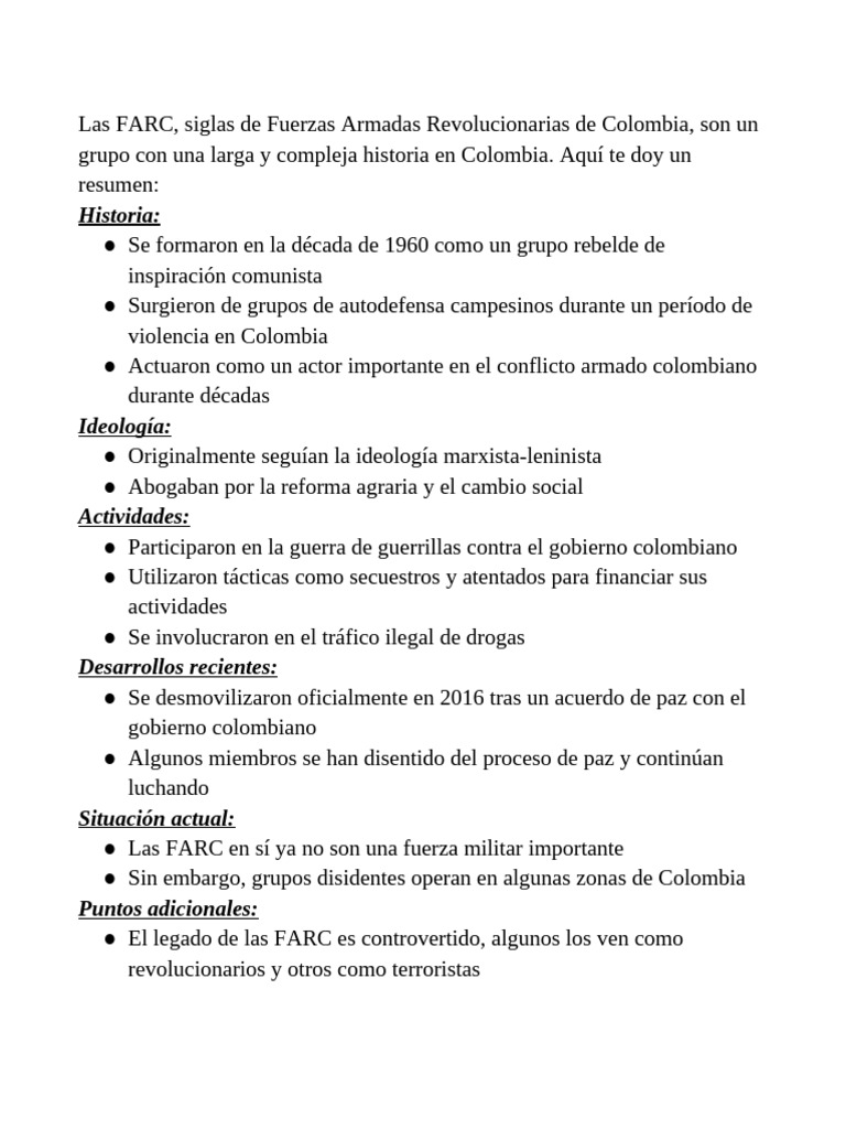 Historia y legado de las FARC en Colombia | PDF | Ley humanitaria ...