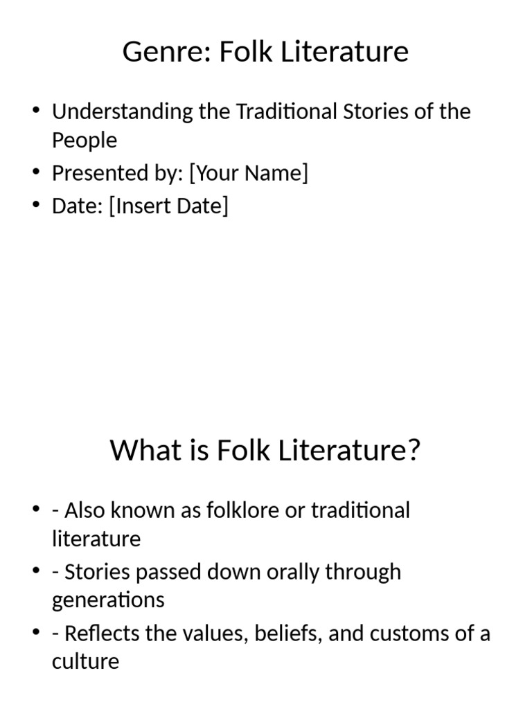 Types of Folk Literature Explained | PDF