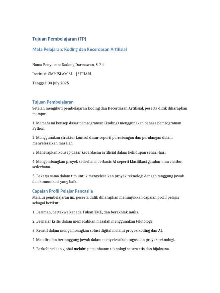 TP Koding Dan AI Dadang Darmawan | PDF