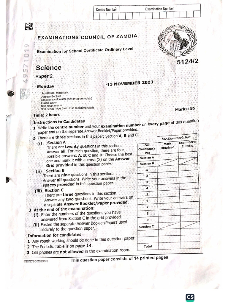 2023 G12 Science p2 Internal | PDF