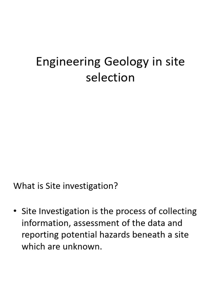 Engineering Geology: Site Investigation Guide | PDF | Geophysics | Drilling