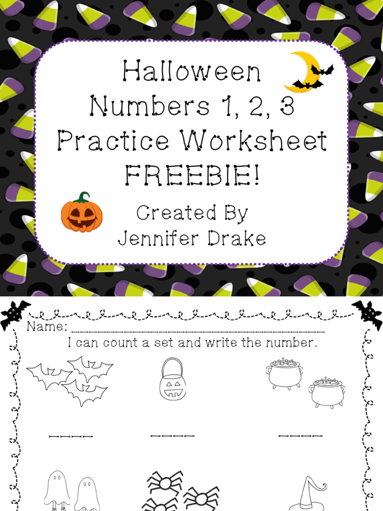 Halloween Numbers 1, 2, 3 Practice Worksheet Freebie!: Created by Jennifer Drake | PDF